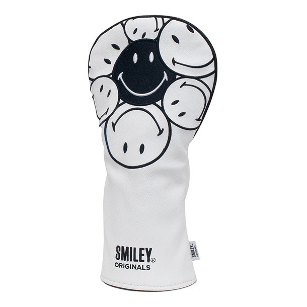 White Driver Head Cover | Smiley Originals Stacked